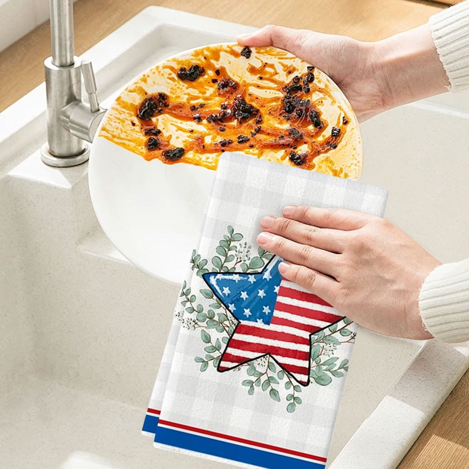4th of July Kitchen Towels Guopo Independence Day Dishwashing Towel ...