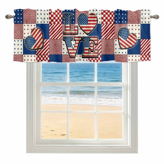 4th of July Kitchen Valances for Windows 42x18 Inch Kitchen Curtains ...