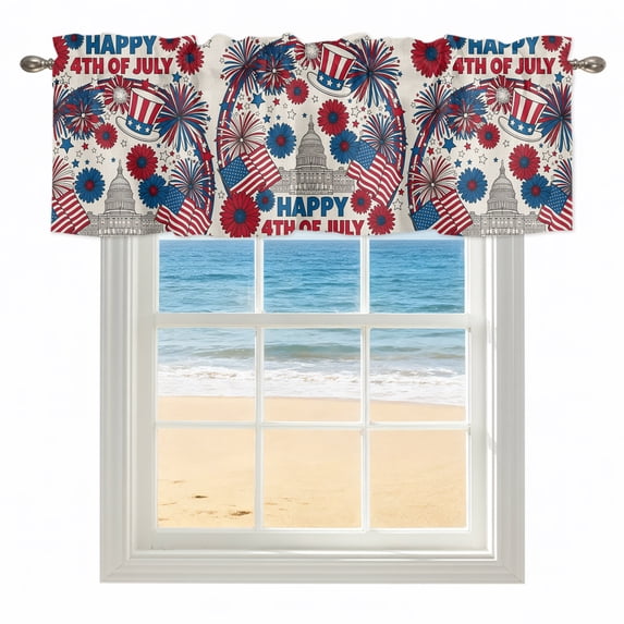 4th of July Kitchen Valances for Windows 54x18 Inch Kitchen Curtains ...