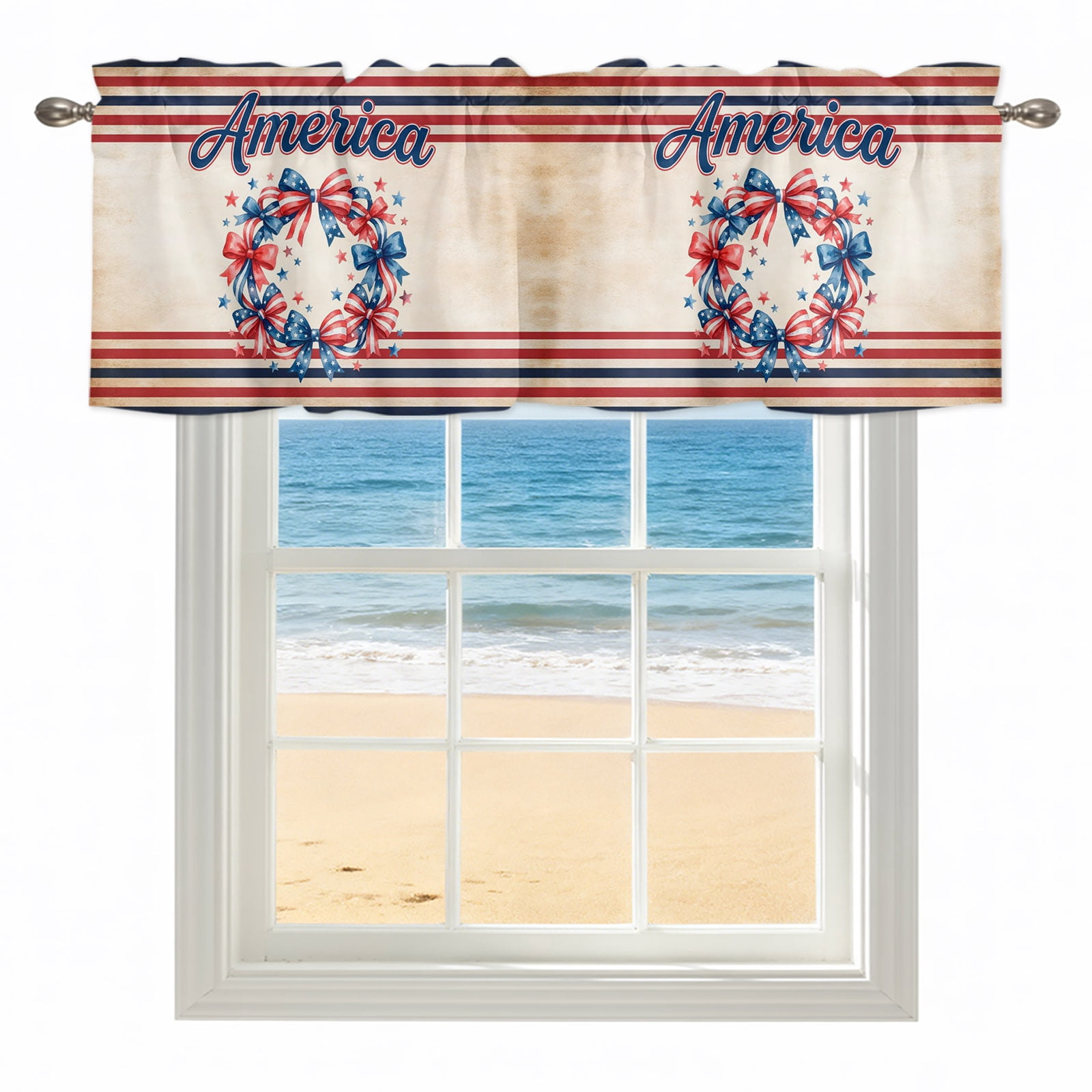 4th of July Kitchen Valances for Windows 60x18 Inch Kitchen Curtains ...