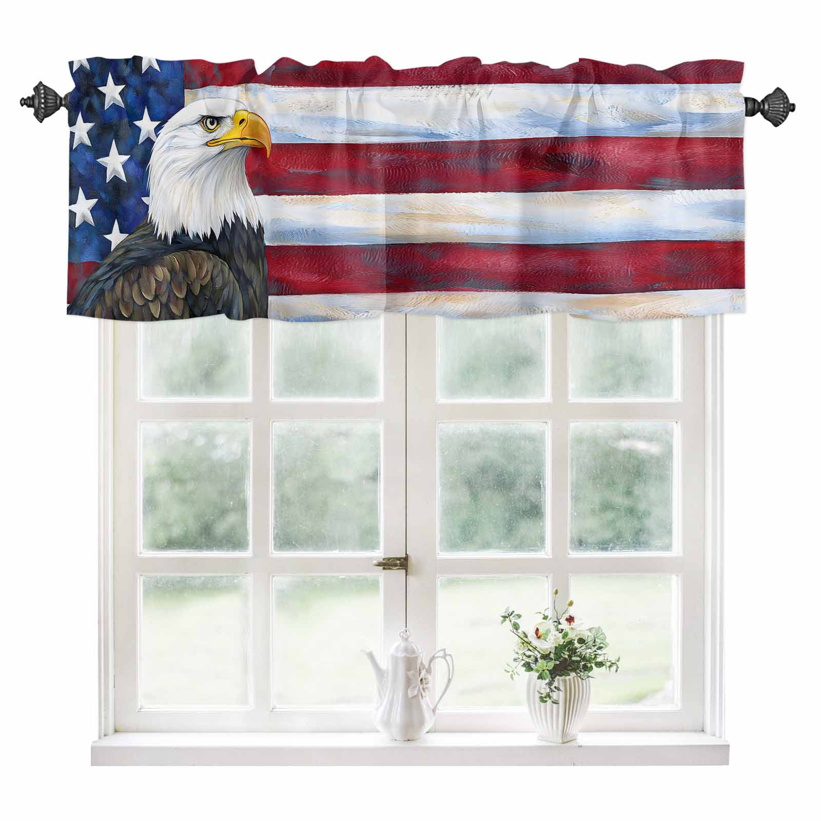 4th of July Kitchen Valances for Windows 60x18 Inch Kitchen Curtains ...