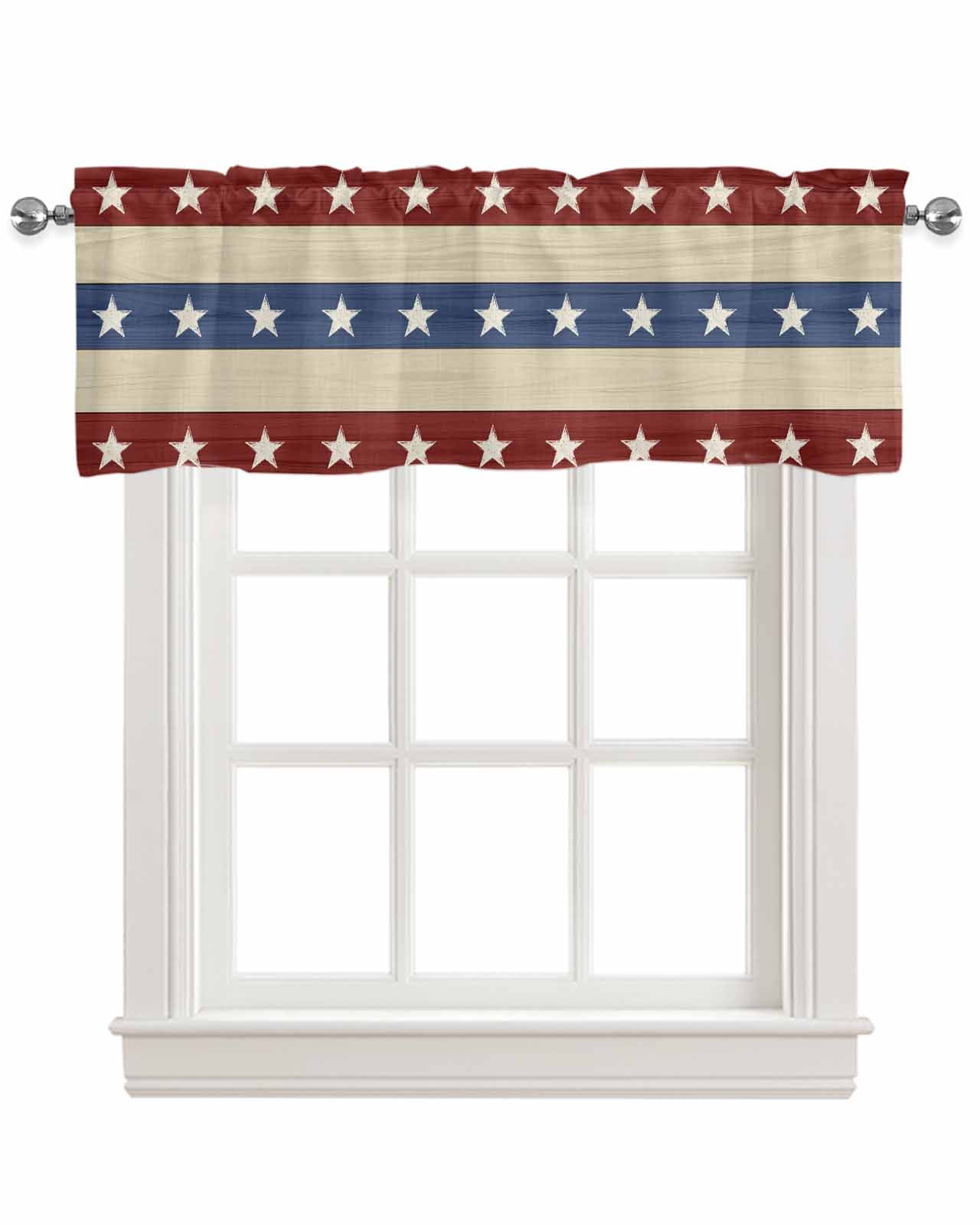 4th of July Kitchen Valances for Windows Farmhouse Linen Window Valance ...