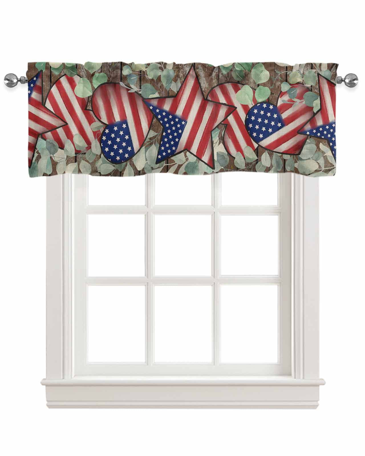 4th of July Kitchen Valances for Windows Farmhouse Linen Window Valance ...