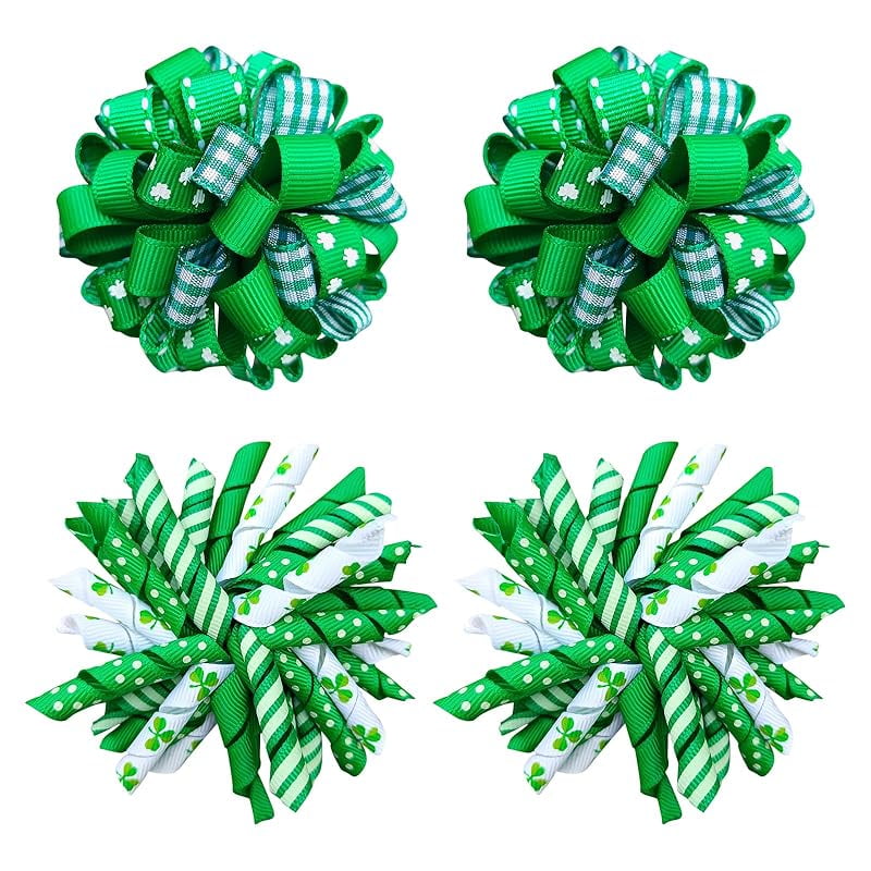 4th of July Korker Hair Bow Clips Girls Patriotic Curly Corker Cheer ...