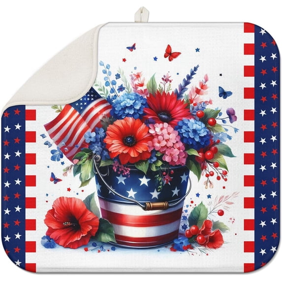 4th of July Large Dish Drying Mat for Kitchen Counter Independence Day ...