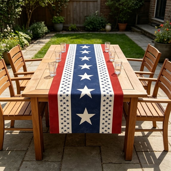 4th of July Linen Star Flag Dining Table Runner - 250th Anniversary ...