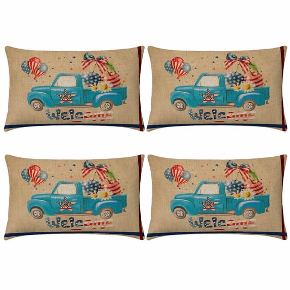 4th of July Lumbar Pillow Covers 12 x 20 Inch Pillow Covers Set of 4 ...
