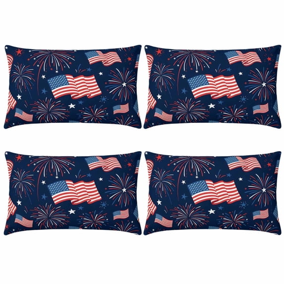 4th of July Lumbar Pillow Covers 12 x 20 Inch Pillow Covers Set of 4 ...