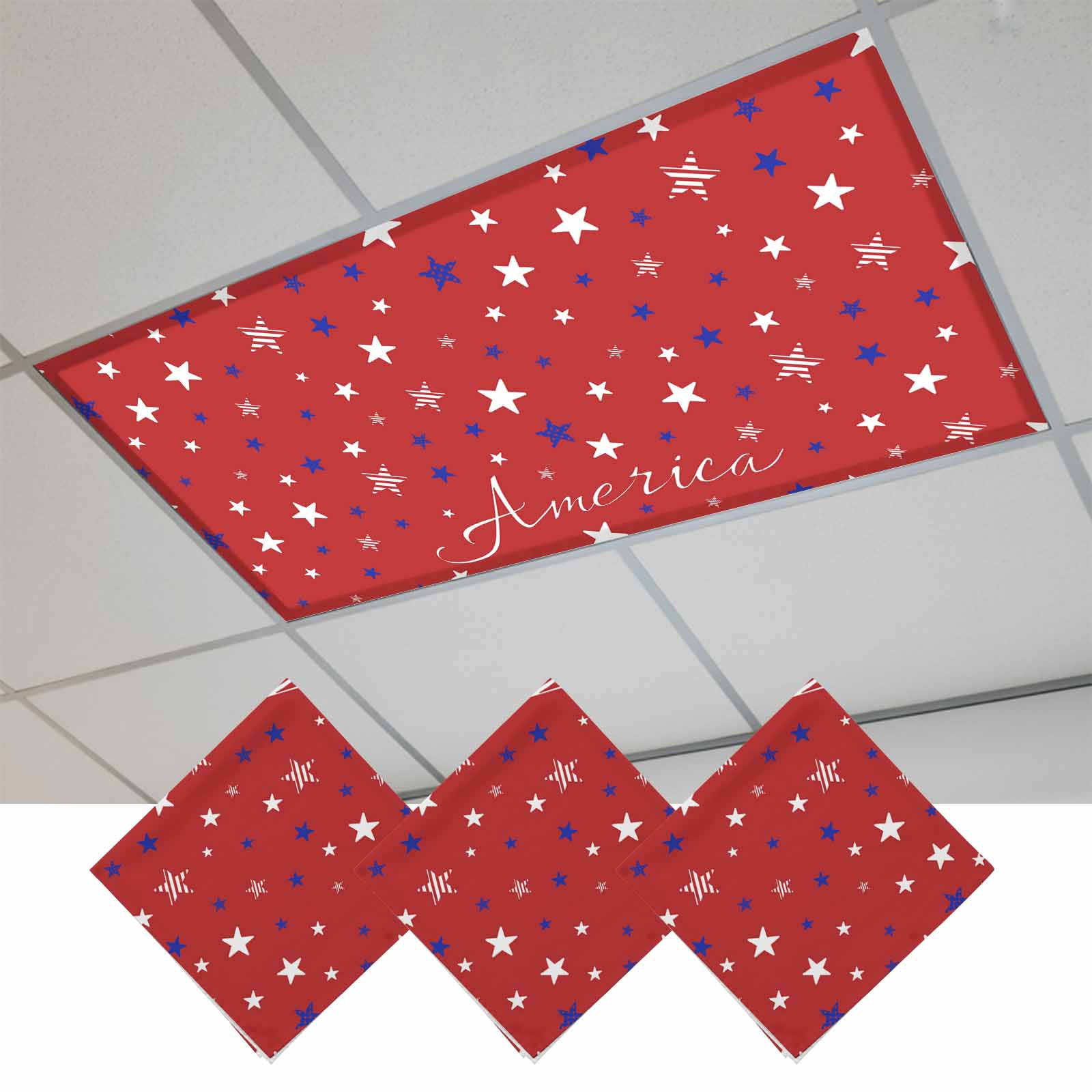 4th of July Magnetic Fluorescent Light Covers for Ceiling Lights 2x4 ...