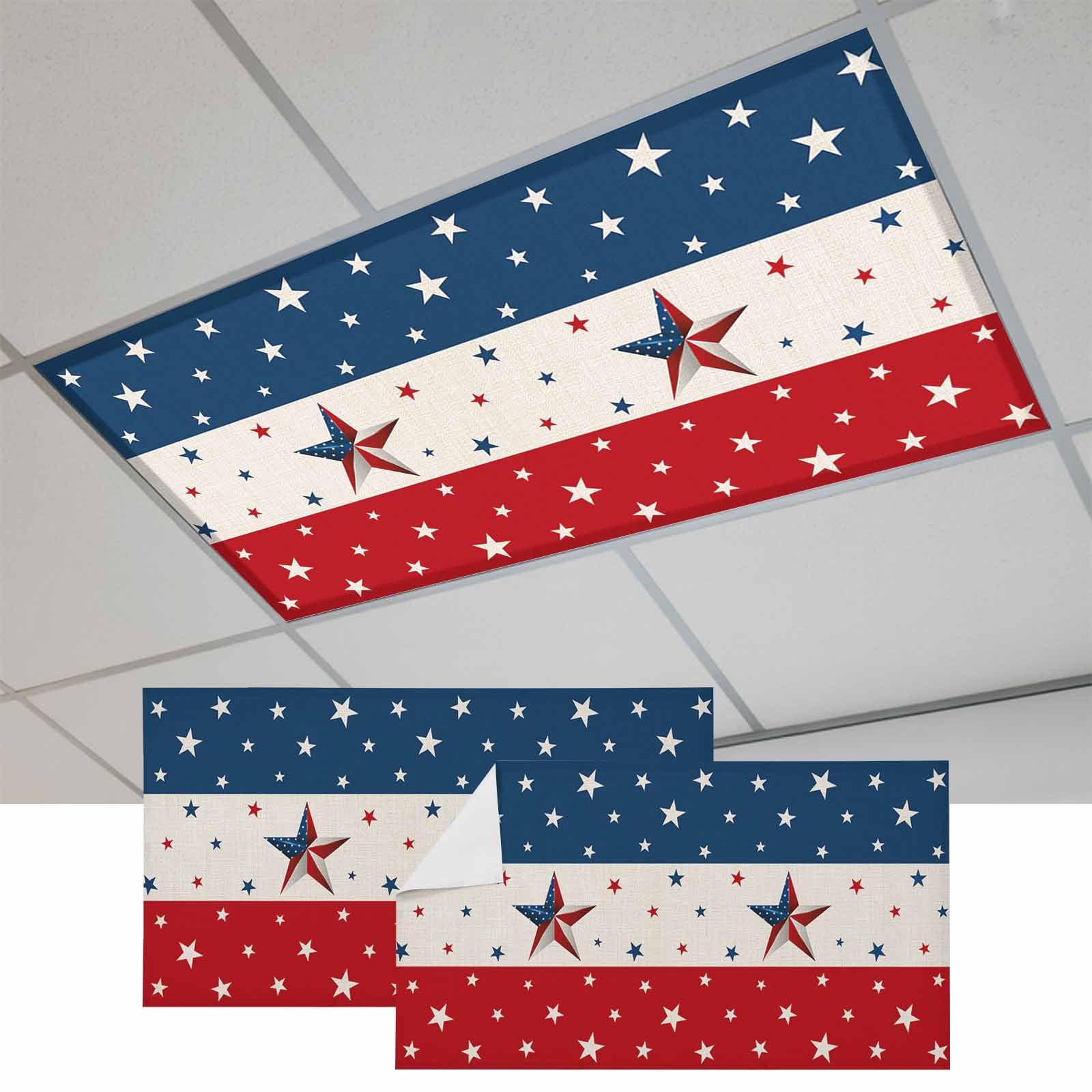 4th of July Magnetic Fluorescent Light Covers for Ceiling Lights 2x4Ft ...
