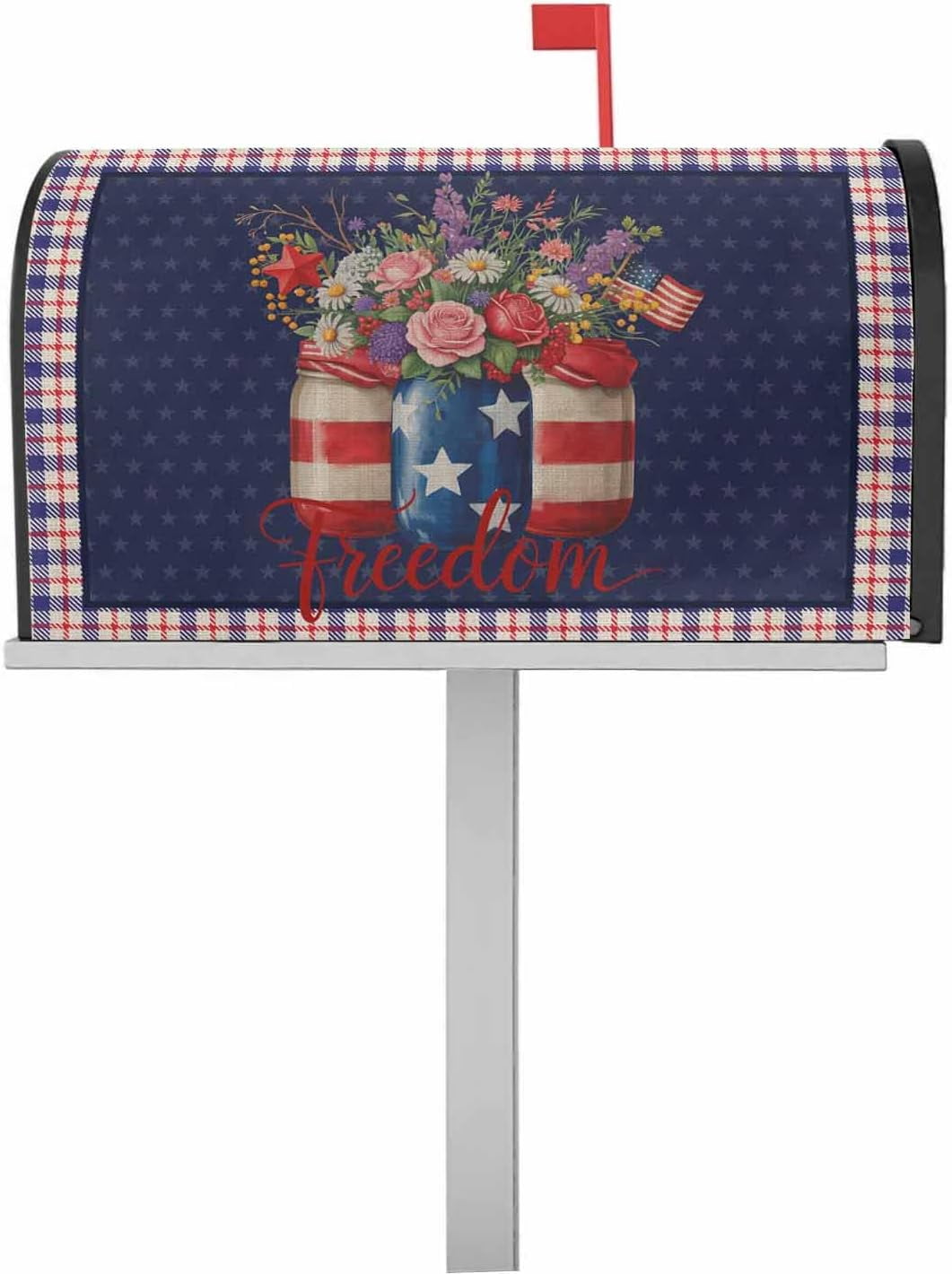 4th of July Mailbox Cover Magnetic Wraps, Patriotic Flower Stars ...