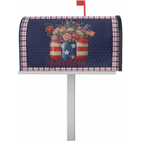 4th of July Mailbox Cover Magnetic Wraps, Patriotic Flower Stars ...