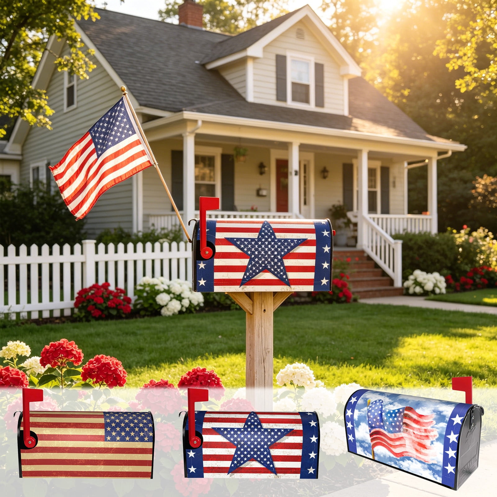 4th of July,Mailbox Flag,America Flag Mailbox Cover Large Size Magnetic ...