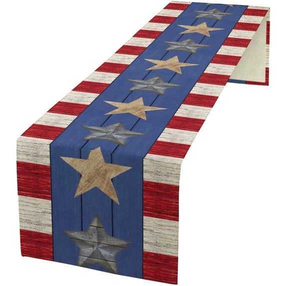 4th of July Memorial Day Table Runner, American Flag Stars Stripe for ...