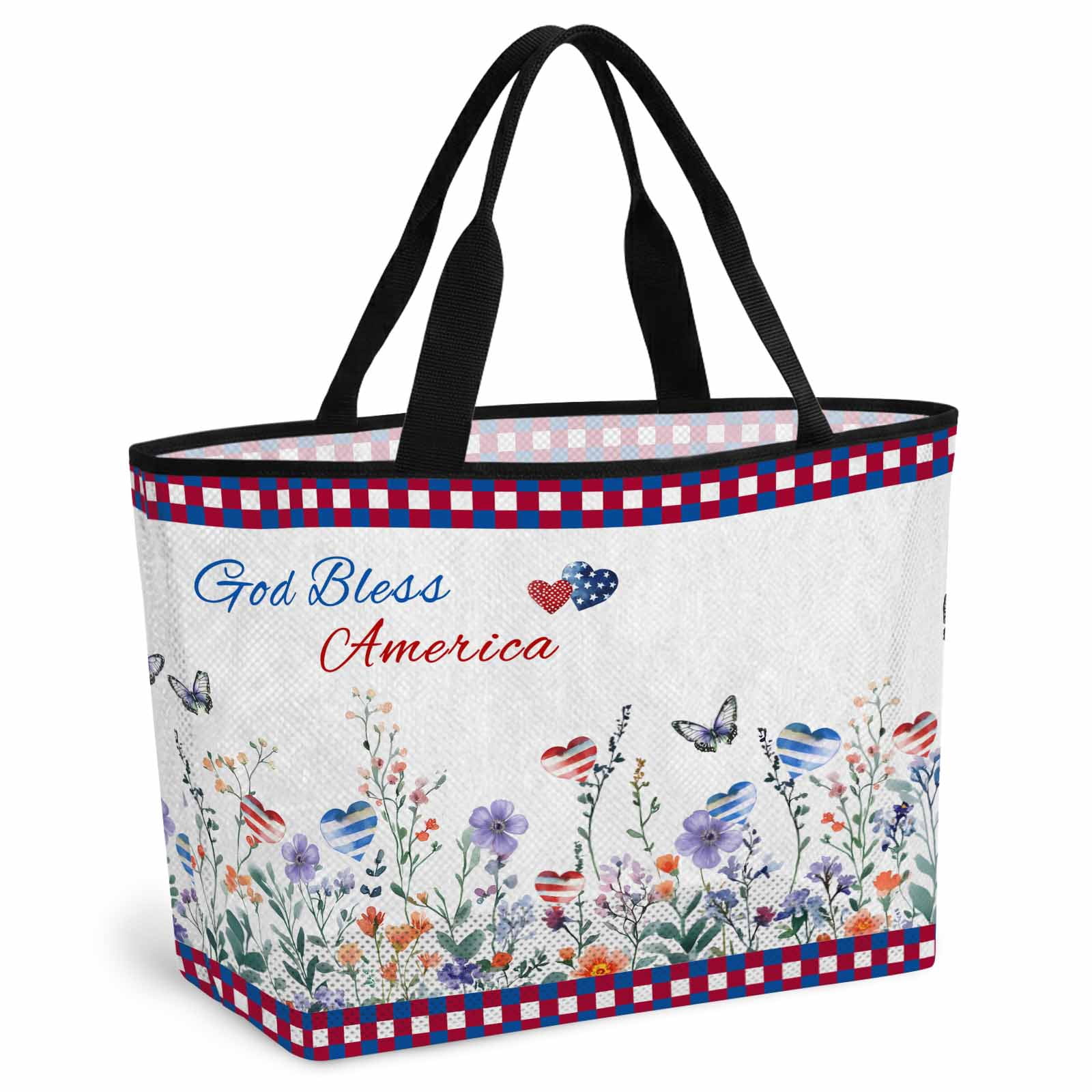 4th of July Mesh Beach Bag for Women Men,Large Beach Tote Waterproof ...