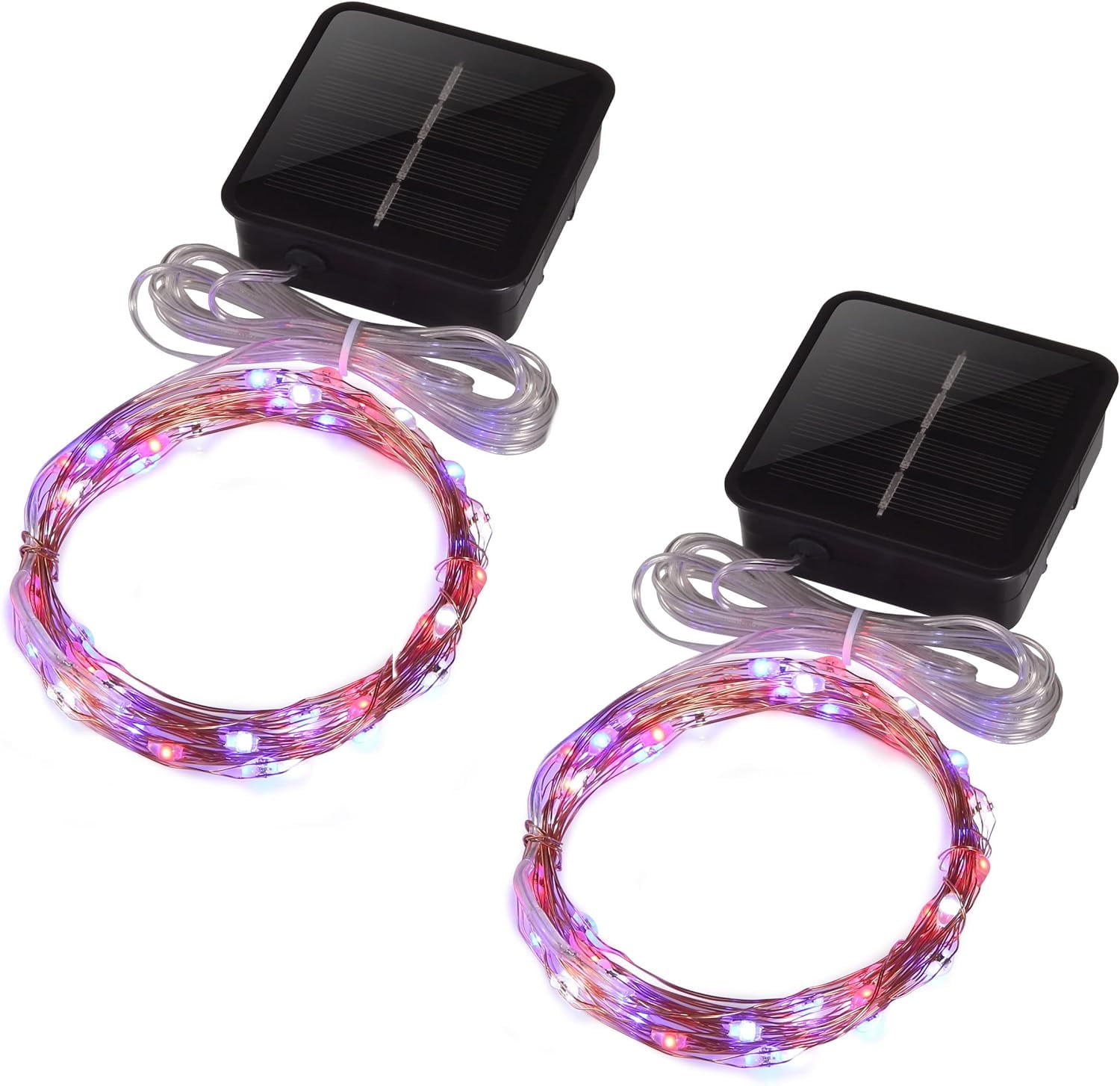 4th of July Mini Short Solar String Lights Red White and Blue Patriotic ...