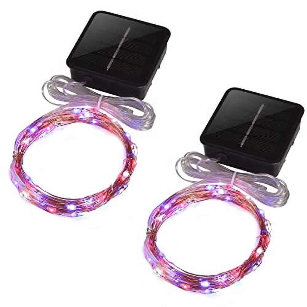 4th of July Mini Short Solar String Lights Red White and Blue Patriotic ...