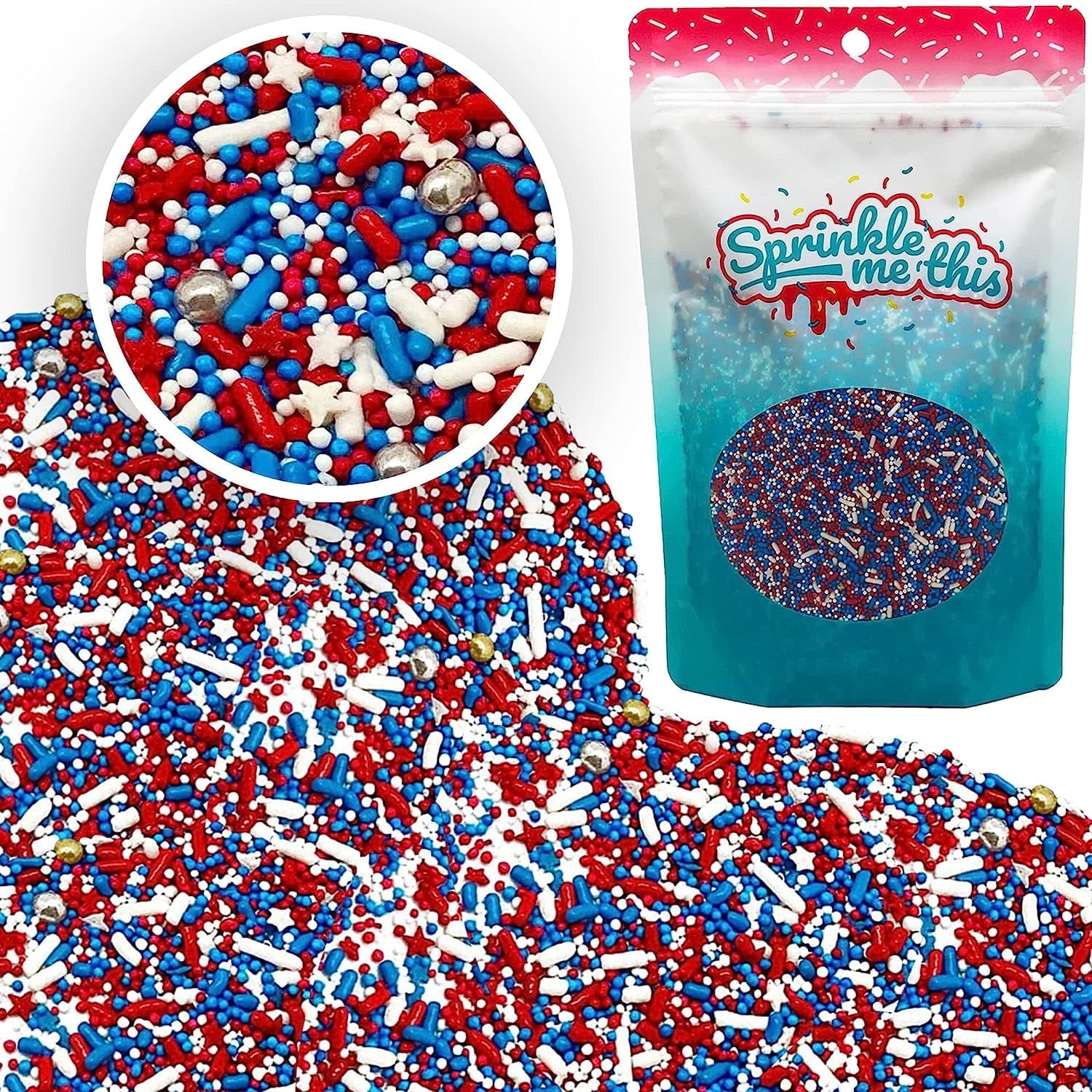 4th of July Mix Patriotic Sprinkles for Baking (12 oz) – Red, White ...