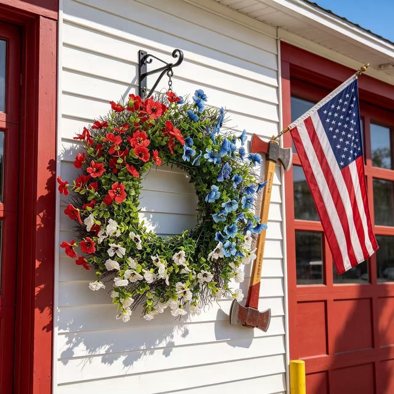 4th of July Morning Glory Wreath, Weather-resistant Artificial Flower ...