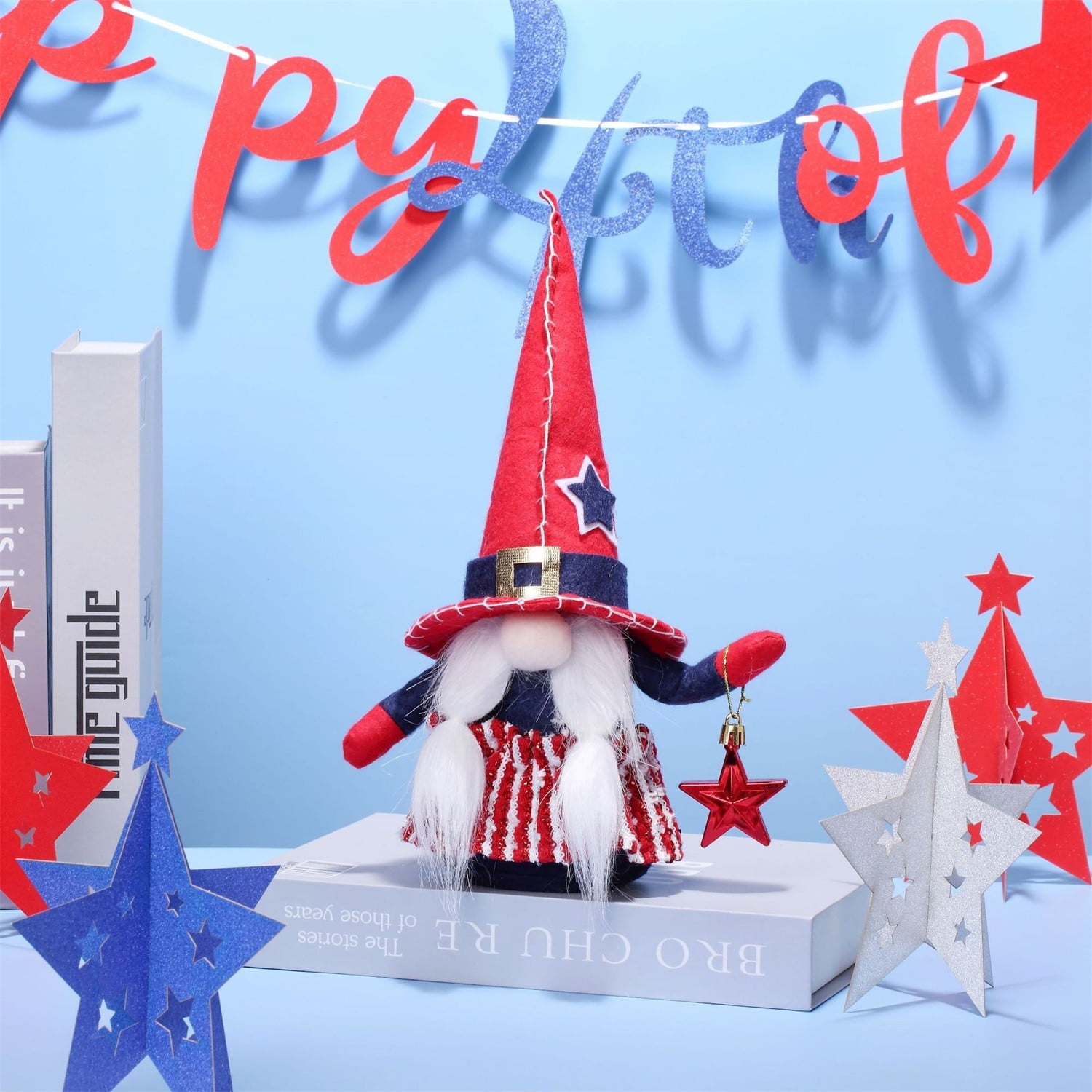 4th of July Ornaments for Tree Patriotic Wooden American Flag Gnome ...
