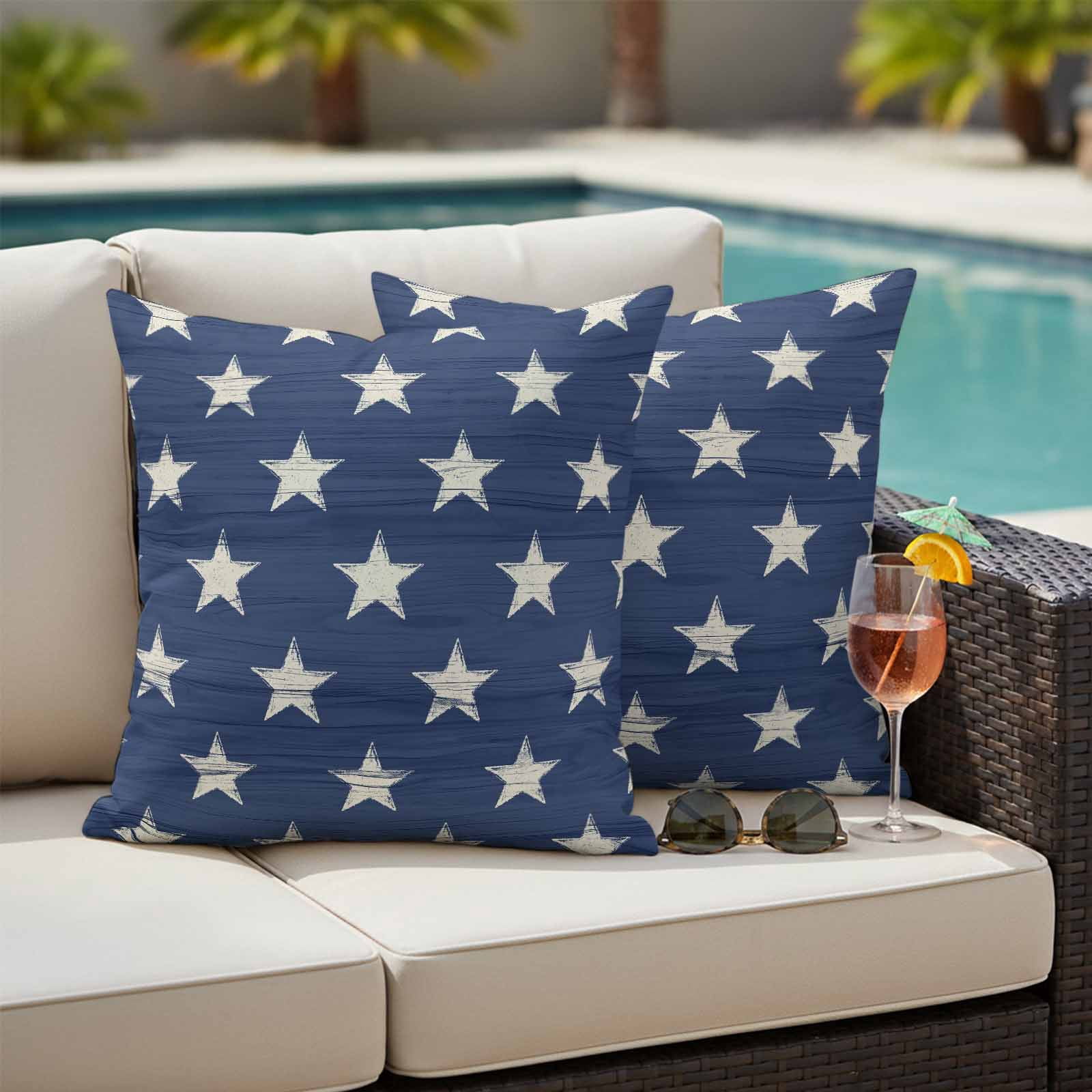 4th of July Outdoor Pillow Covers 26x26 Inch Throw Pillow Covers Set of ...