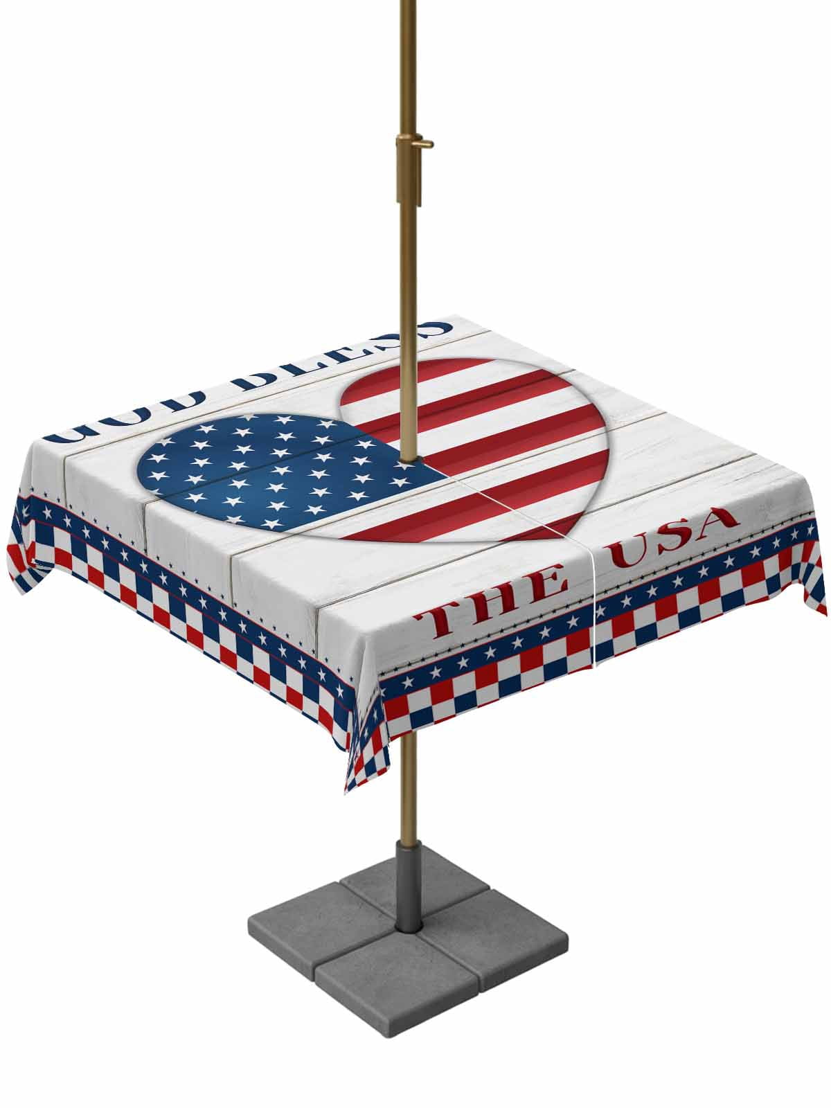 4th of July Outdoor Tablecloth with Umbrella Hole and Zipper American ...