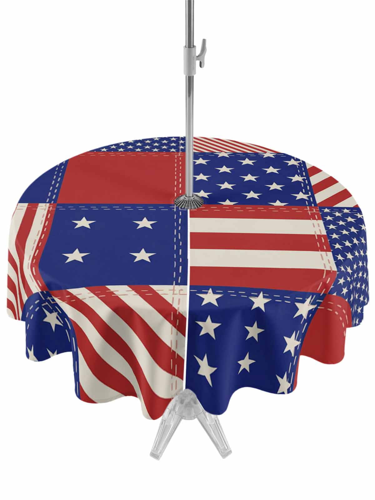 4th of July Outdoor Tablecloth with Umbrella Hole and Zipper American ...