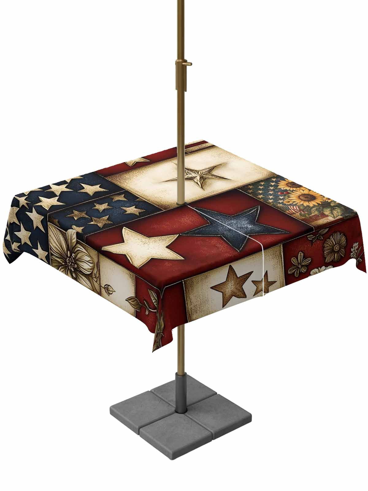 4th of July Outdoor Tablecloth with Umbrella Hole and Zipper American ...