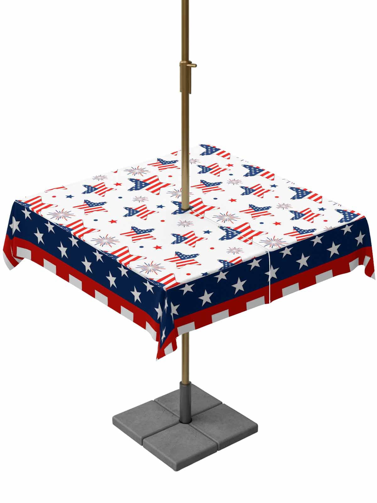 4th of July Outdoor Tablecloth with Umbrella Hole and Zipper American ...