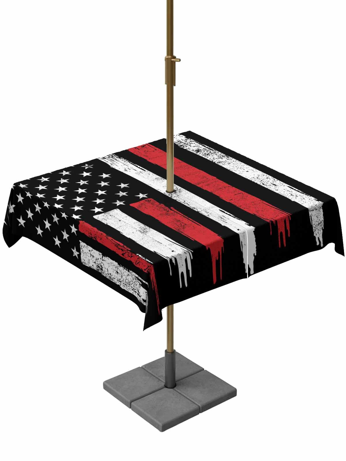 4th of July Outdoor Tablecloth with Umbrella Hole and Zipper Patriotic ...