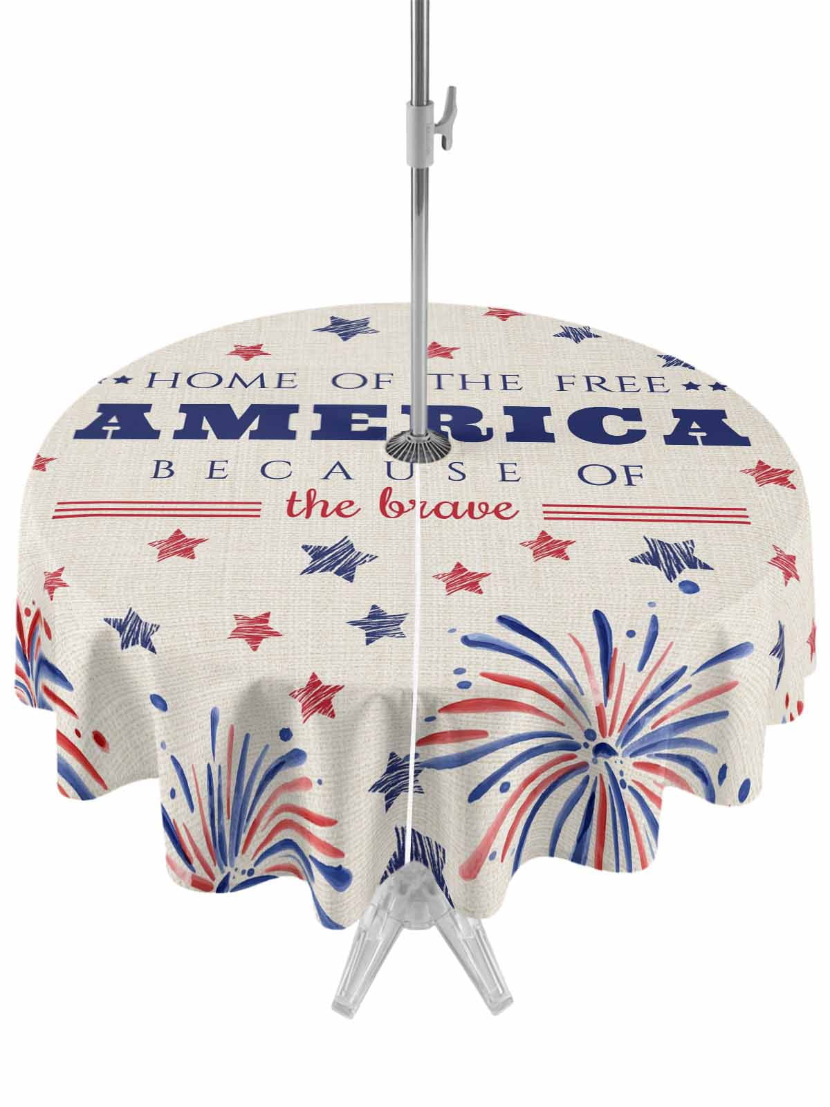 4th of July Outdoor Tablecloth with Umbrella Hole and Zipper Patriotic ...