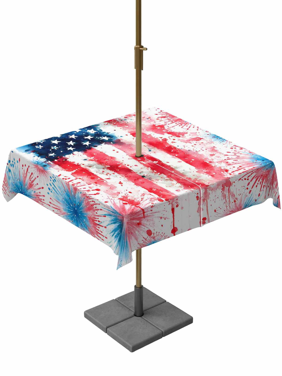 4th of July Outdoor Tablecloth with Umbrella Hole and Zipper Patriotic ...
