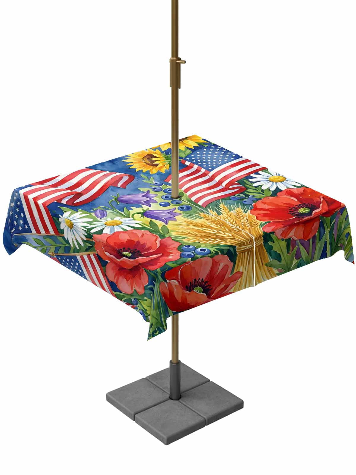 4th of July Outdoor Tablecloth with Umbrella Hole and Zipper Patriotic ...