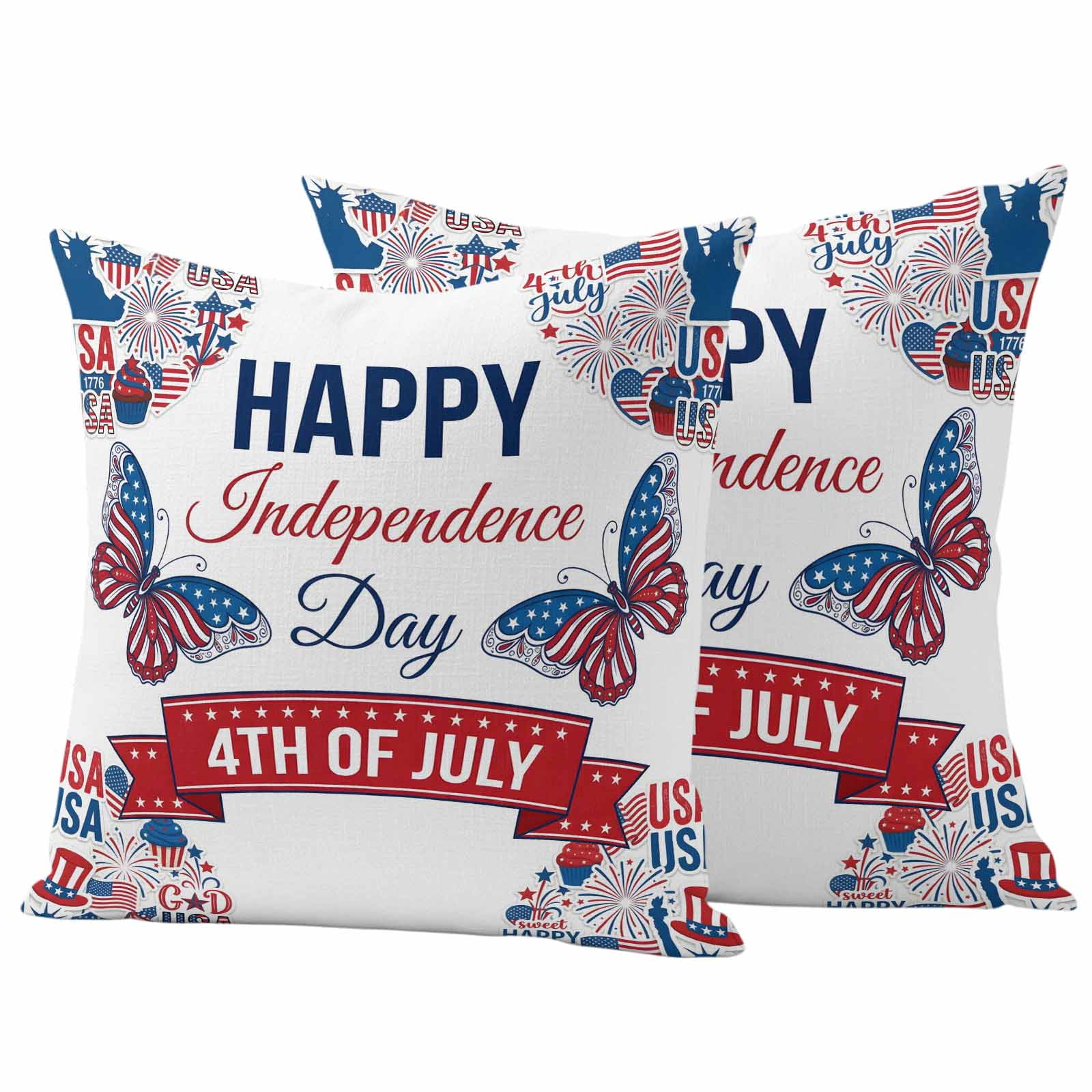 4th of July Outdoor Waterproof Pillow Covers, Independence Day USA Flag ...