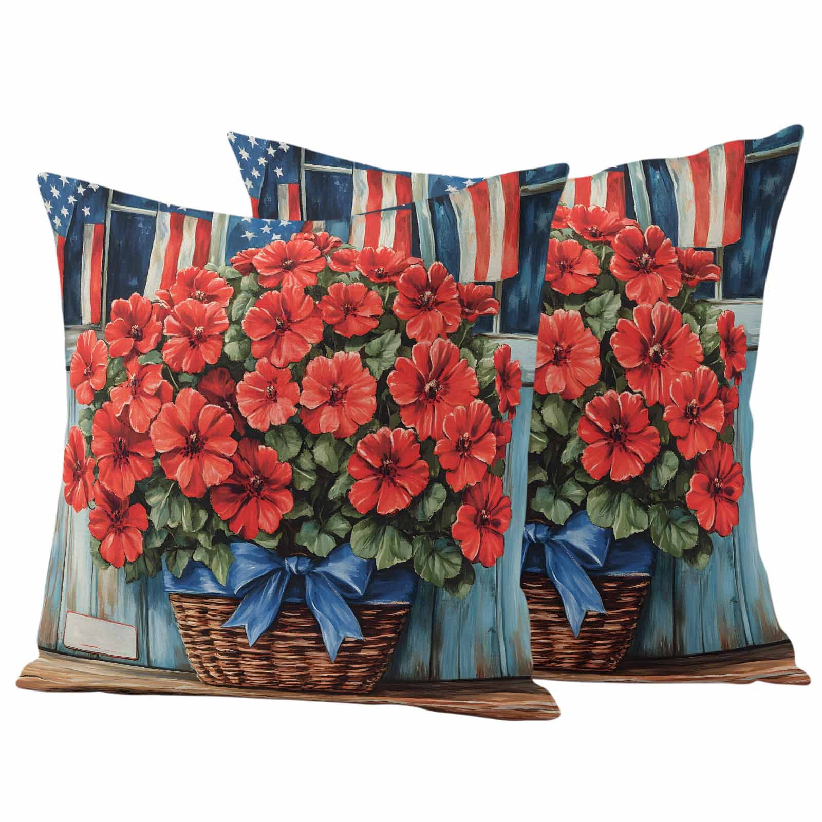 4th of July Outdoor Waterproof Pillow Covers, Patriotic Red Poppy ...
