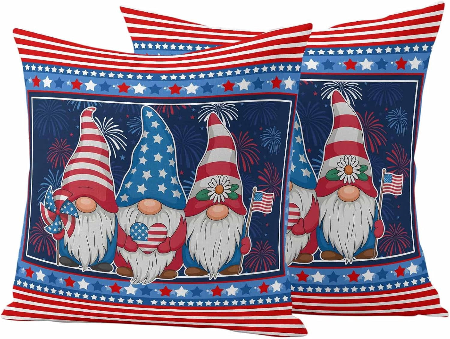 4th of July Outdoor Waterproof Throw Pillow Covers Set of 2 USA Flag ...