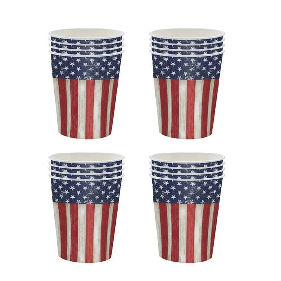 4th of July Paper Cups Patriotic American Flag Disposable Paper Cups ...