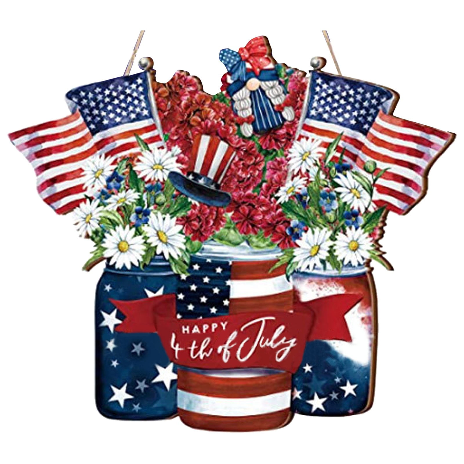 4th of July Paper Door Sign Hanger American Flag Hanging Ornaments ...