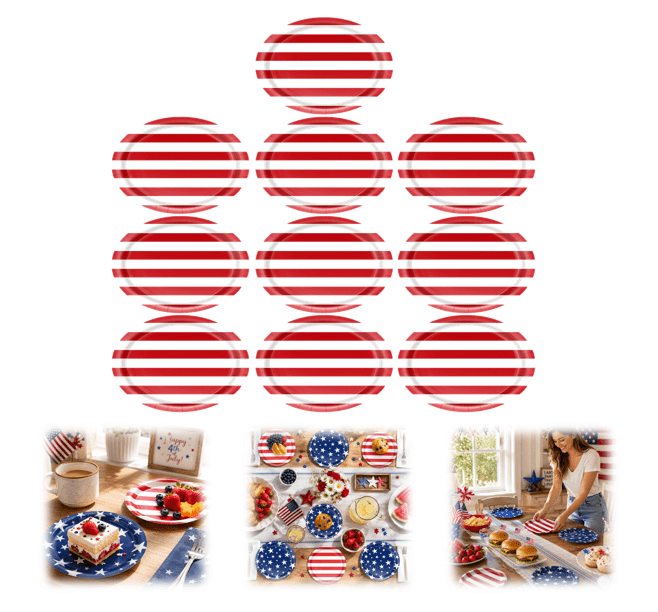 4th of July Paper Plates - Patriotic Disposable Dinnerware for ...