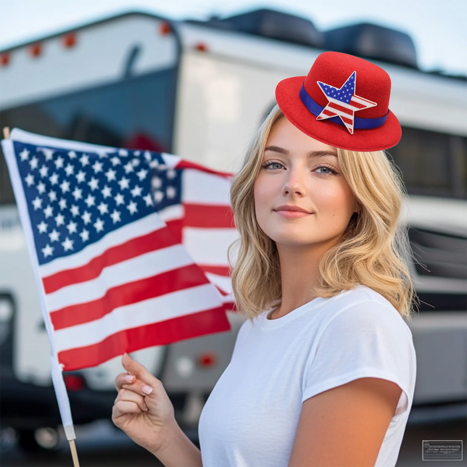 4th of July Party Decorations Plush American Flag Stars Heart Hat for ...