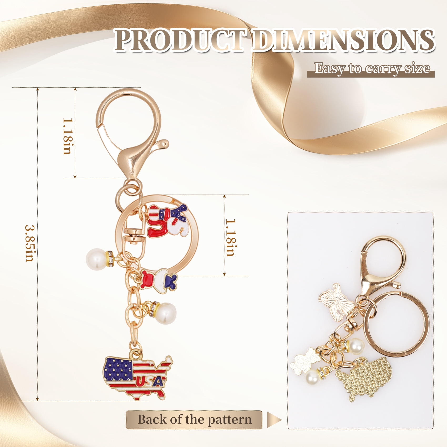 4th of July Party Favors USA Initial Keychain Bag Charm Purse Charms ...