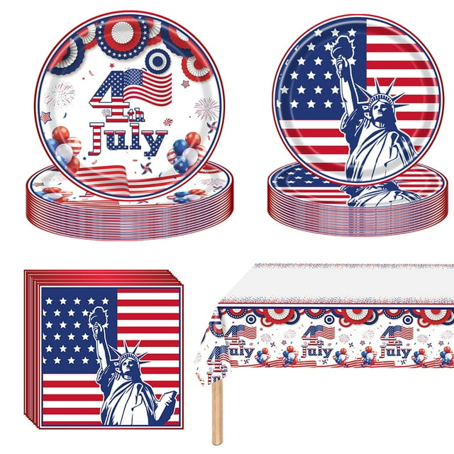 4th Of July Party Supplies American Flag Patriotic Themed Dinnerware