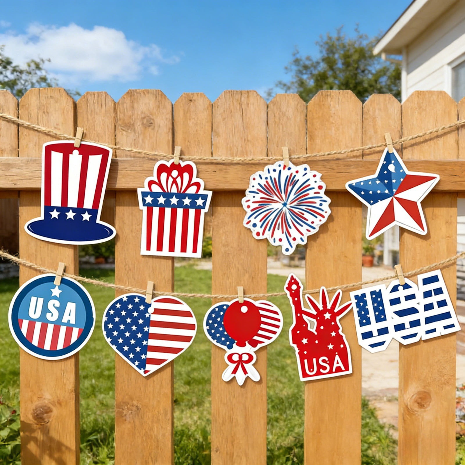4th of July Party Supplies Patriotic Wooden Cutout Ornaments ...