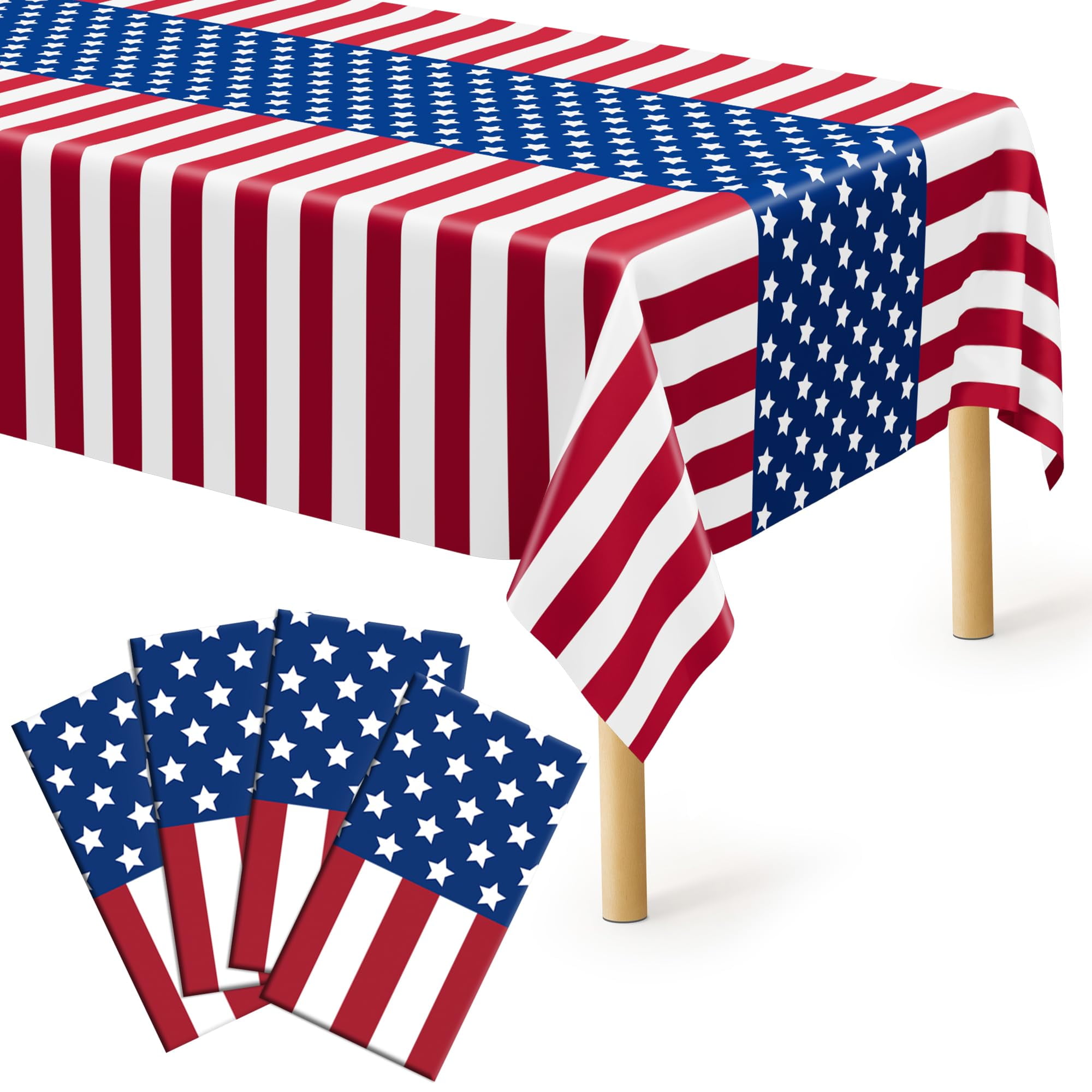 4th of July Party Supplies Tablecloths 4 Pack, 54x108 Inch Patriotic ...
