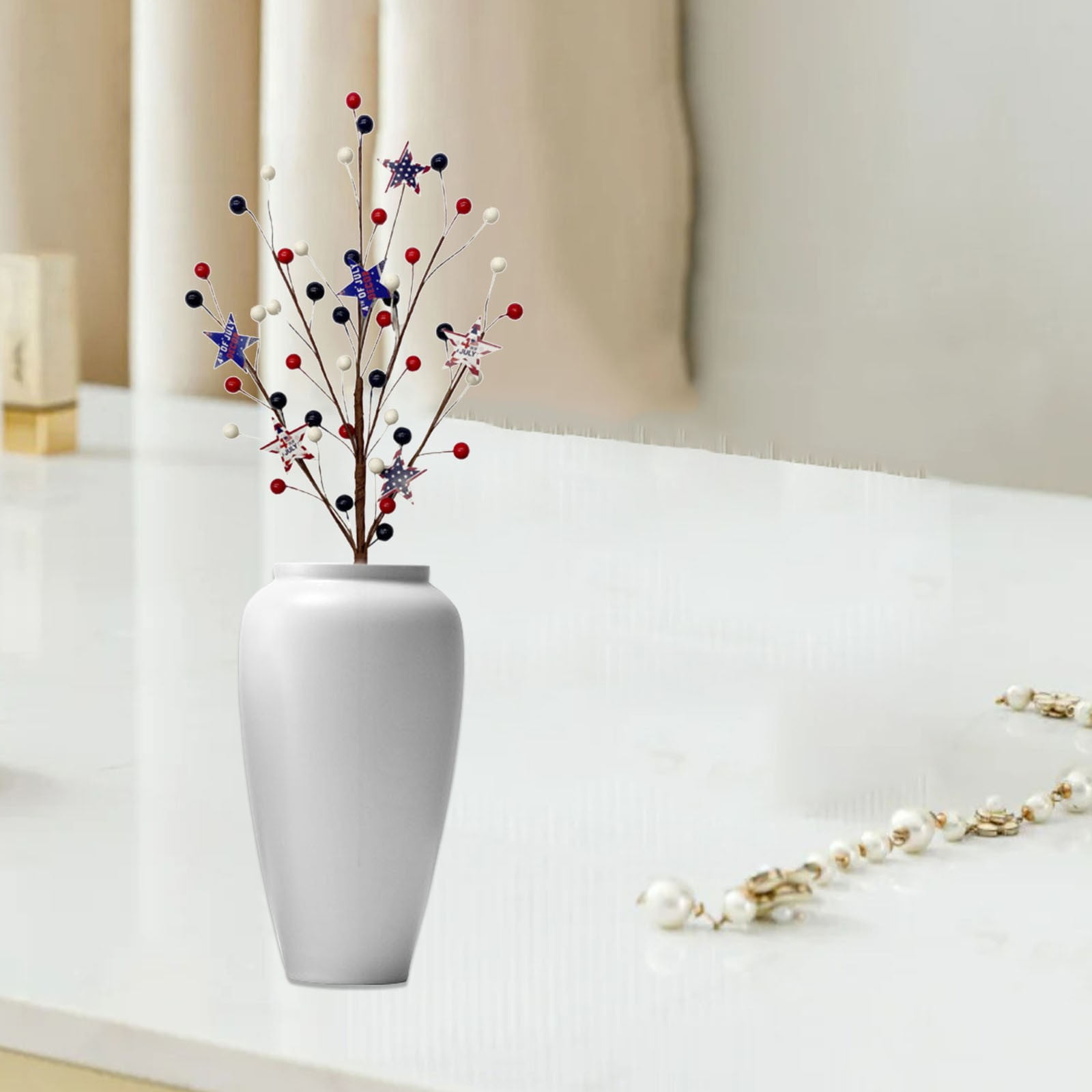 4th of July Patriotic Artificial Berry Stem Picks,Red White Blue Star ...