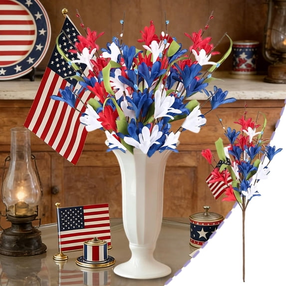 4th of July Patriotic Artificial Bouquet, Independence Day Simulation ...