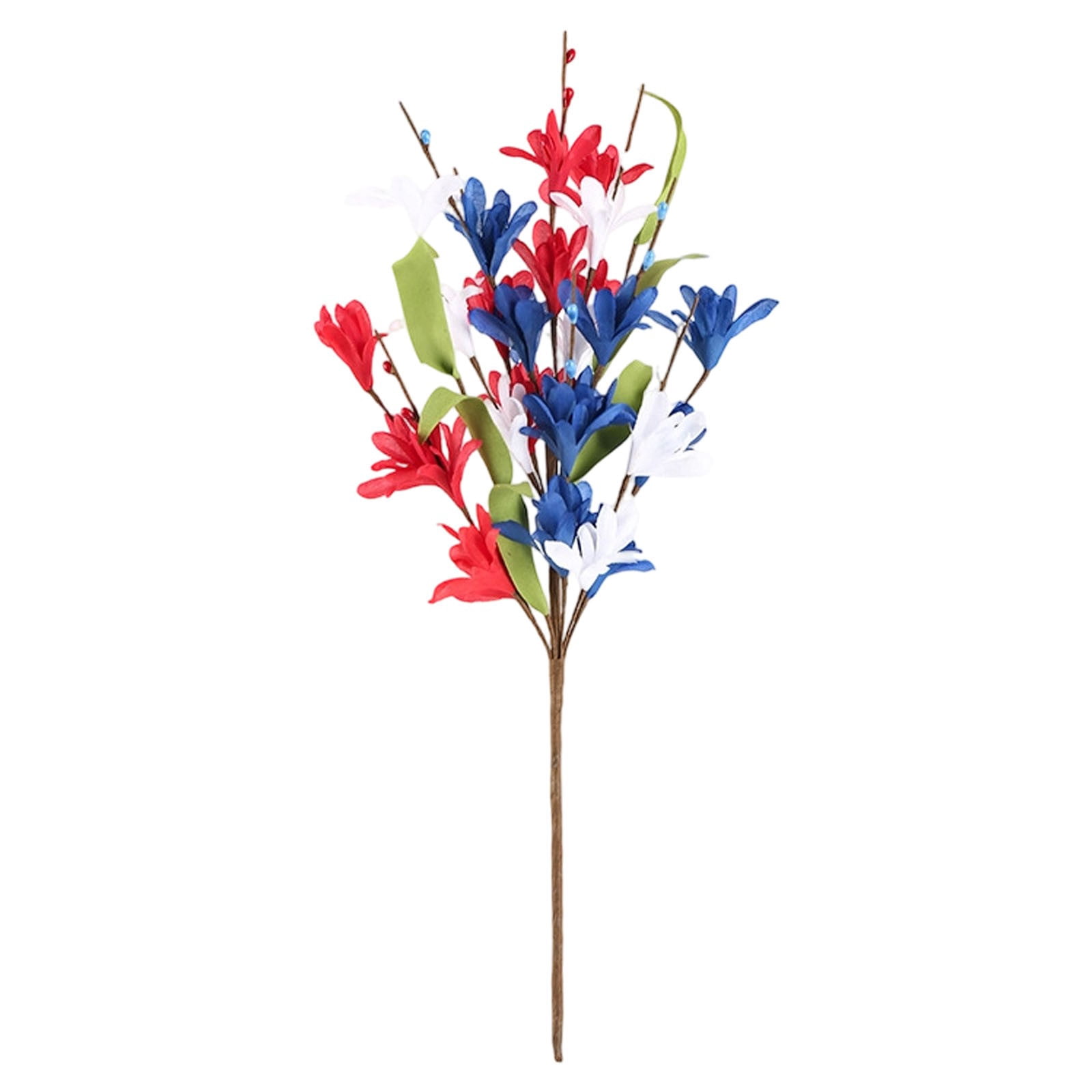 4th of July Patriotic Artificial Floral Spray, Red White Blue Multi ...