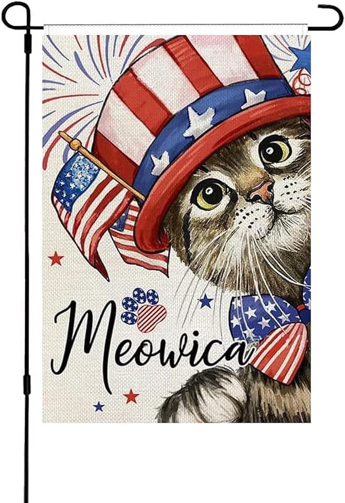 4th July Patriotic Cat Garden Flags for Outside 12x18 Inch Double Sided ...