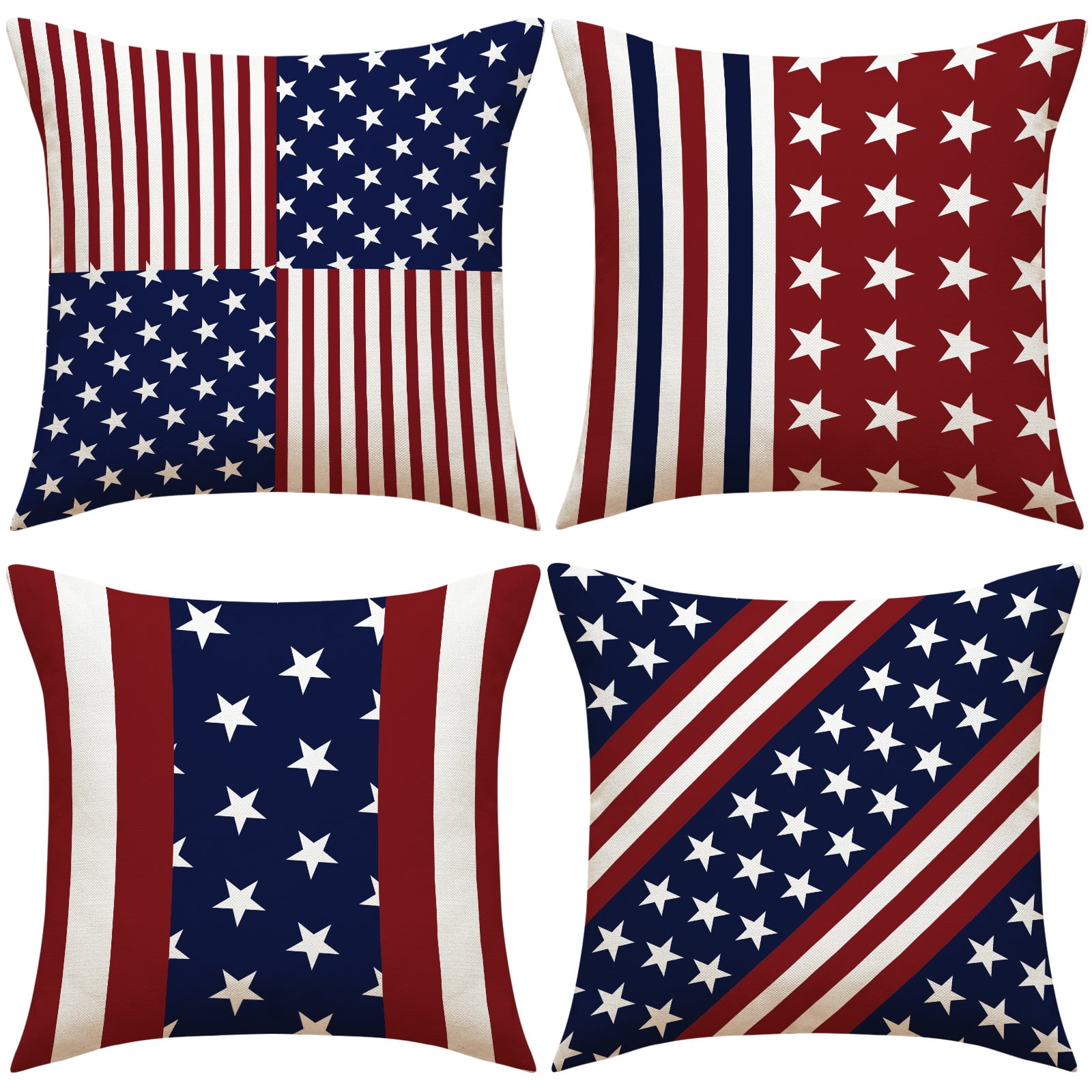 4th of July Patriotic Decorative Throw Pillow Covers 18x18, America USA ...