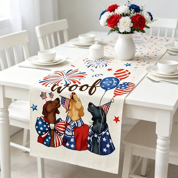 4th of July Patriotic Dining Table Runner - Red White Blue Table Runner ...